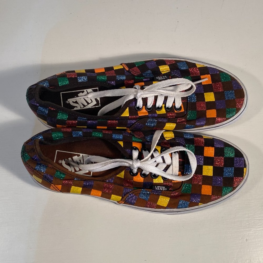 Vans Multi-Color Glitter Checkerboard Canvas Sneakers… - Gem